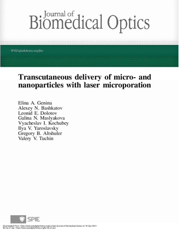 (PDF) Transcutaneous delivery of micro- and nanoparticles with laser ...