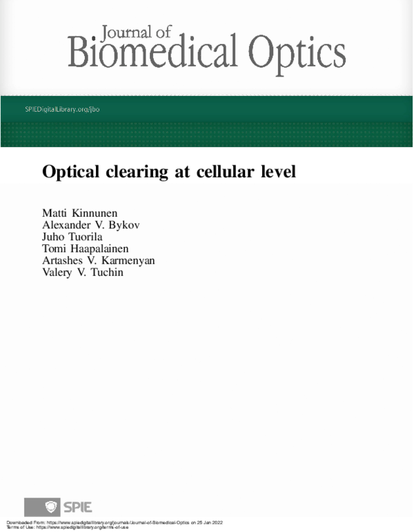 (PDF) Optical clearing at cellular level