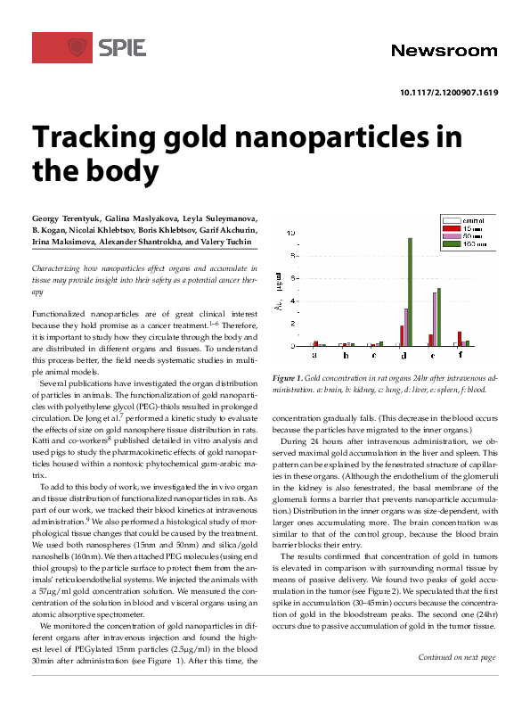 (PDF) Tracking gold nanoparticles in the body