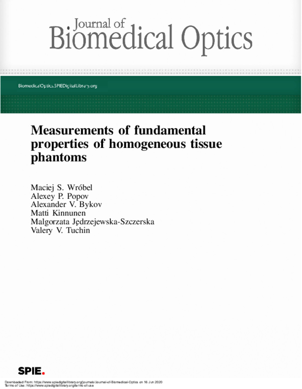 (PDF) Measurements of fundamental properties of homogeneous tissue ...