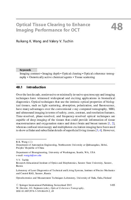 (PDF) Optical Tissue Clearing to Enhance Imaging Performance for OCT ...