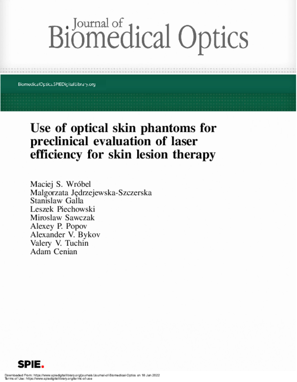 (PDF) Use of optical skin phantoms for preclinical evaluation of laser ...