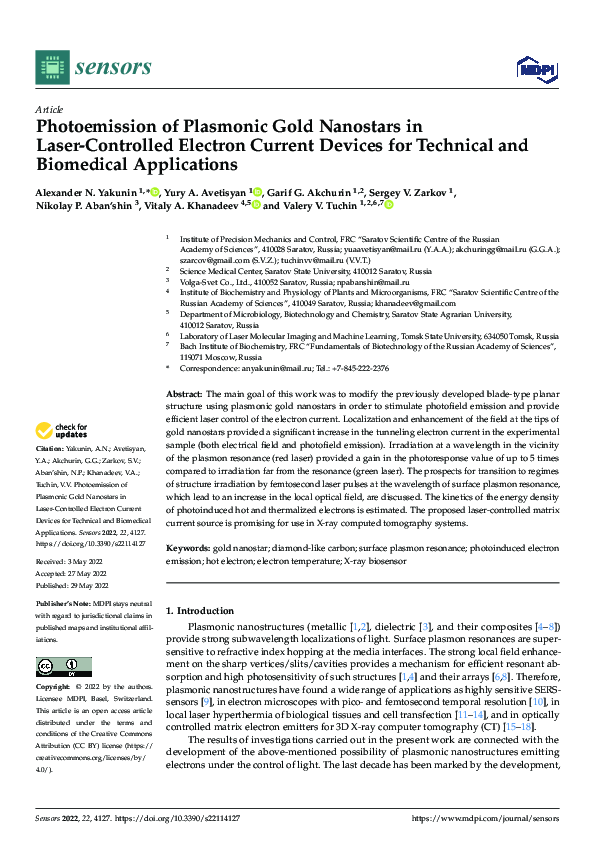 (PDF) Photoemission of Plasmonic Gold Nanostars in Laser-Controlled ...