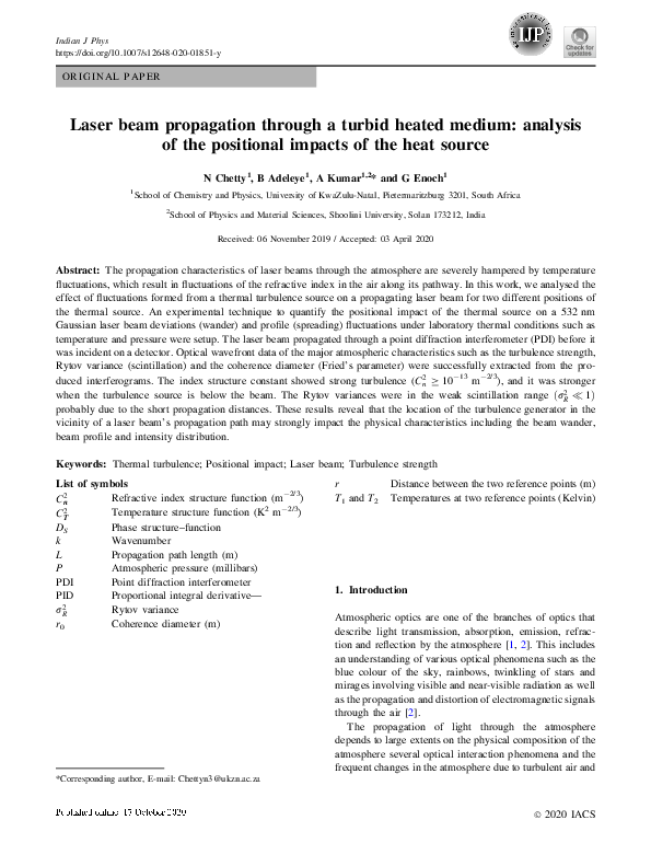 (PDF) Laser beam propagation through a turbid heated medium: analysis of the positional impacts ...