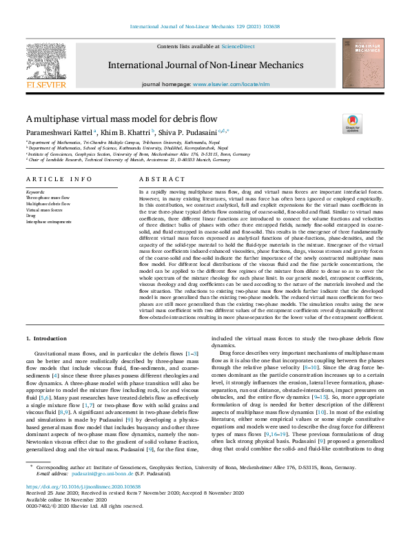 (PDF) A multiphase virtual mass model for debris flow
