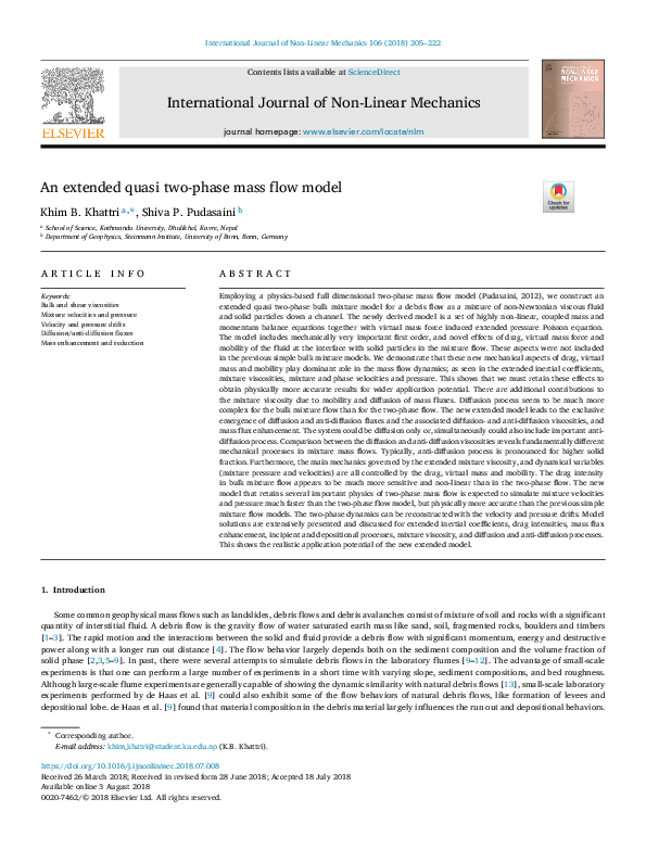 (PDF) An extended quasi two-phase mass flow model | Khim Khattri ...