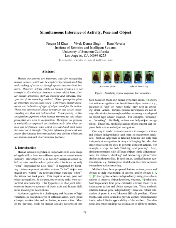 (PDF) Simultaneous inference of activity, pose and object | Furqan ...