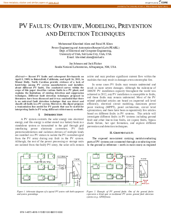 Pdf Pv Faults Overview Modeling Prevention And Detection Techniques