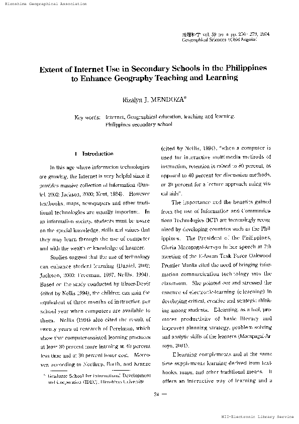 (PDF) Extent of Internet Use in Secondary Schools in the Philippines to ...