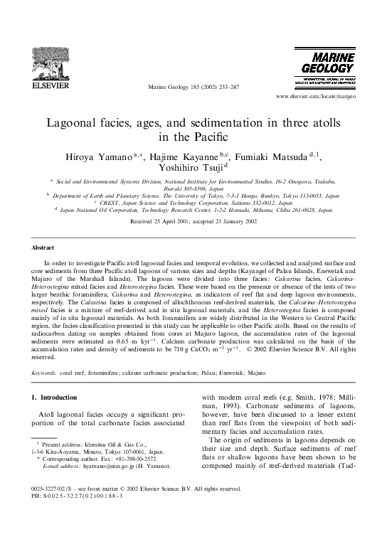(PDF) Lagoonal facies, ages, and sedimentation in three atolls in the ...