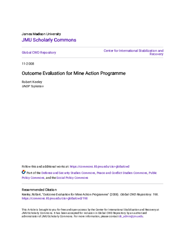 (PDF) Outcome Evaluation for Mine Action Programme