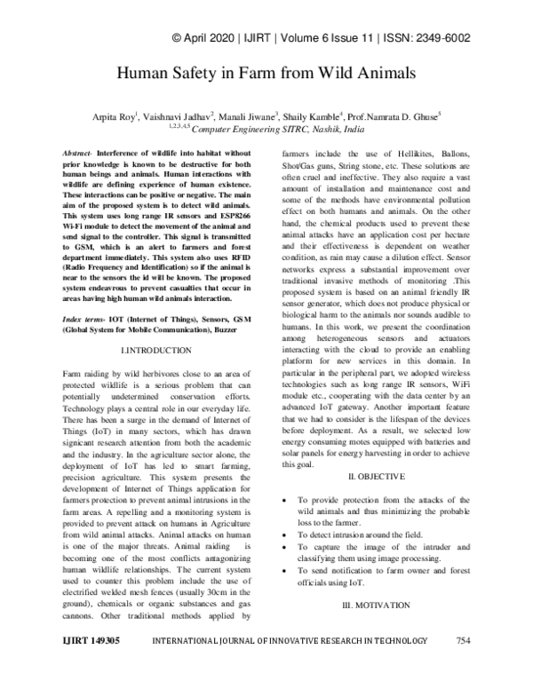 (PDF) Human safety in farm from wild animals
