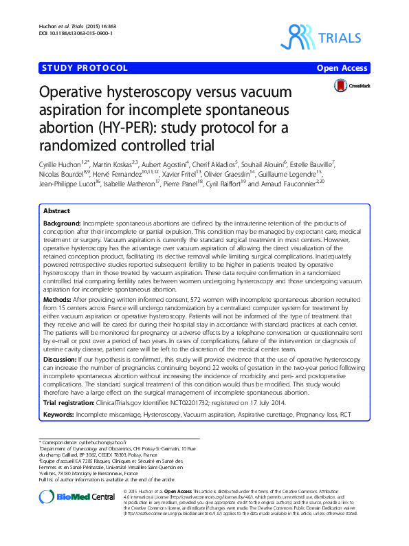 (PDF) Operative hysteroscopy versus vacuum aspiration for incomplete ...