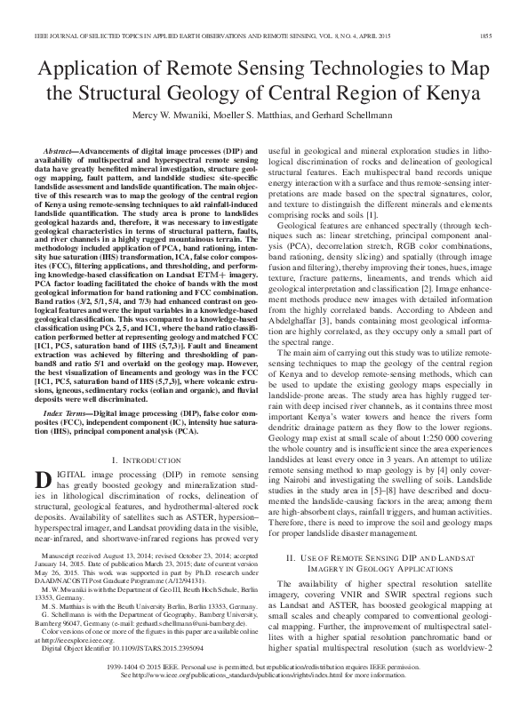 (PDF) Application of Remote Sensing Technologies to Map the Structural ...