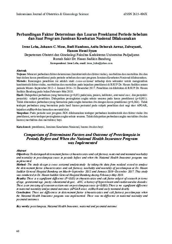 (PDF) Perbandingan Faktor Determinan, Morbiditas dan Mortalitas Ibu dan ...