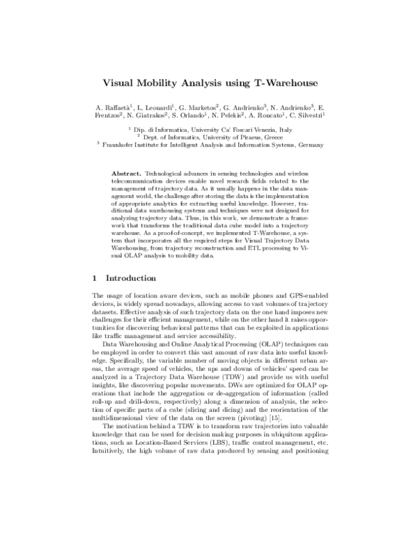 (PDF) Visual Mobility Analysis using T-Warehouse
