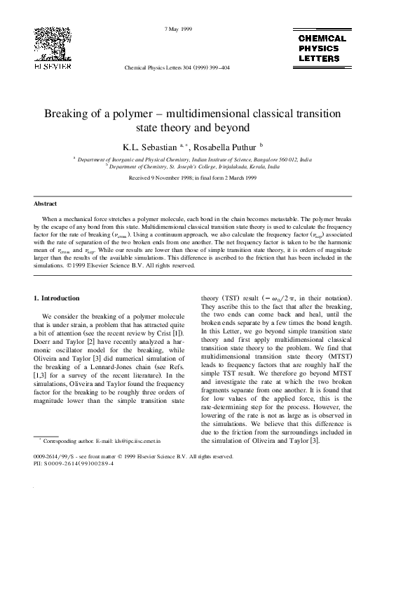 (PDF) Breaking of a polymer – multidimensional classical transition ...