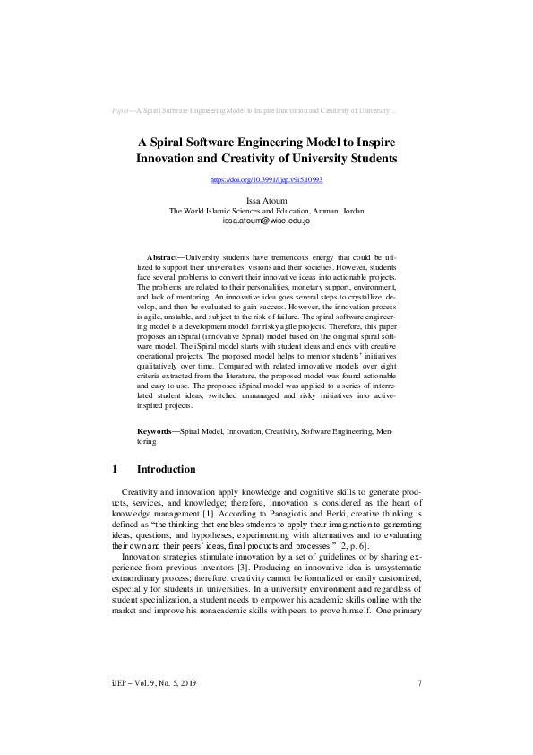 (PDF) A Spiral Software Engineering Model to Inspire Innovation and ...