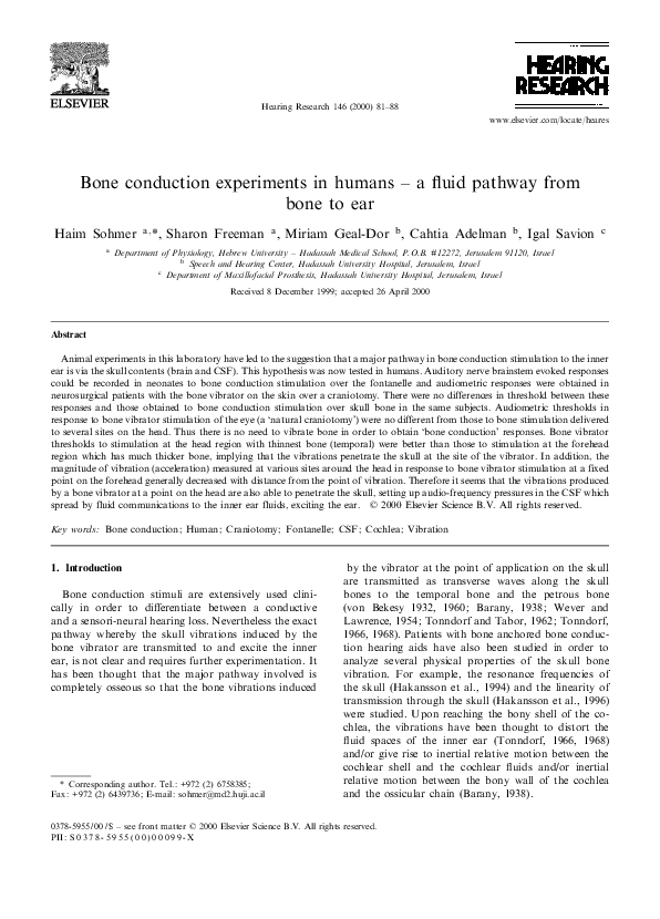 (PDF) Bone conduction experiments in humans – a fluid pathway from bone ...
