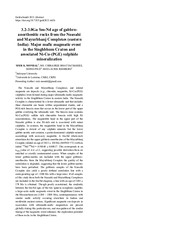 (PDF) 3.2-3.0Ga Sm-Nd age of gabbro-anorthositic rocks from the Nuasahi ...