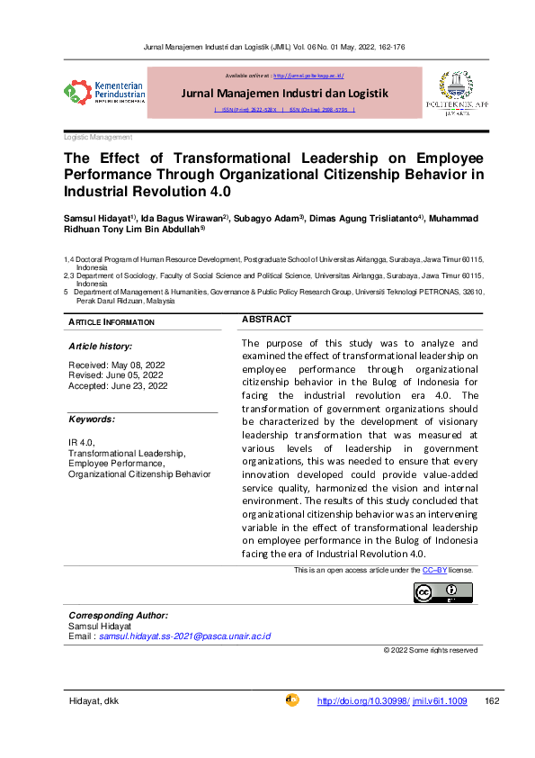(PDF) The Effect of Transformational Leadership on Employee Performance Through Organizational ...