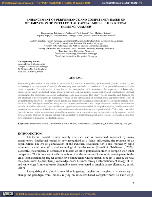(PDF) Enhancement of Performance and Competency-Based on Optimization of Intellectual Capital ...