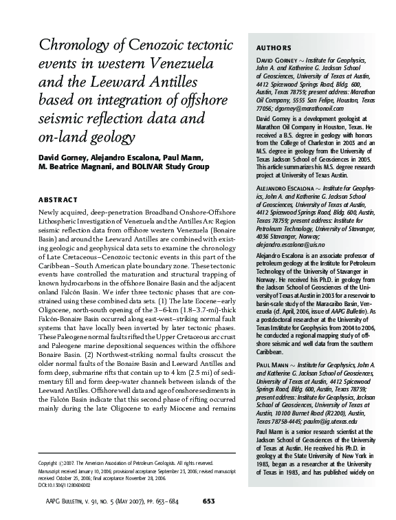 (PDF) Chronology of Cenozoic tectonic events in western Venezuela and ...