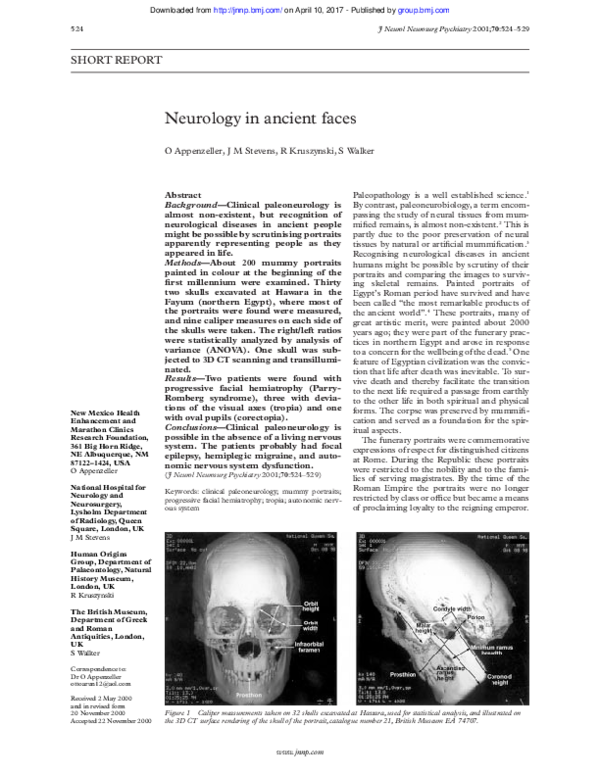 (PDF) Neurology in ancient faces