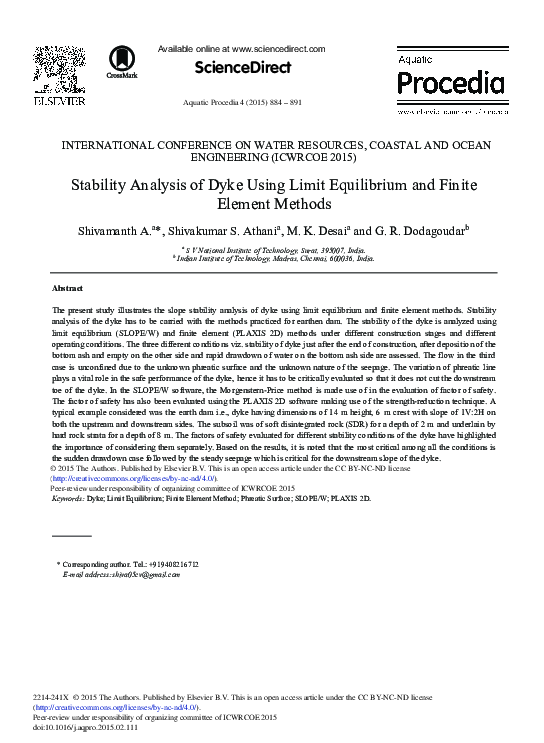 (PDF) Stability Analysis of Dyke Using Limit Equilibrium and Finite Element Methods