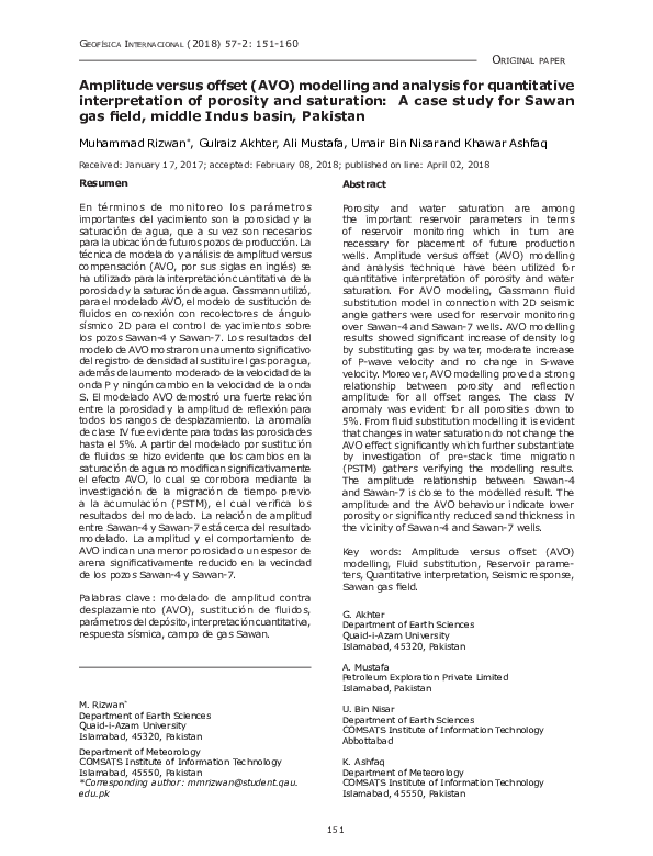 (PDF) Amplitude versus offset (AVO) modelling and analysis for ...