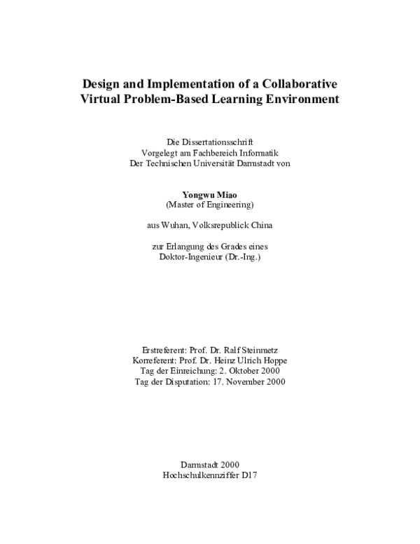 (PDF) Design and implementation of a collaborative virtual problem-based learning environment
