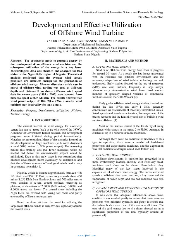 (PDF) Development and Effective Utilization of Offshore Wind Turbine ...