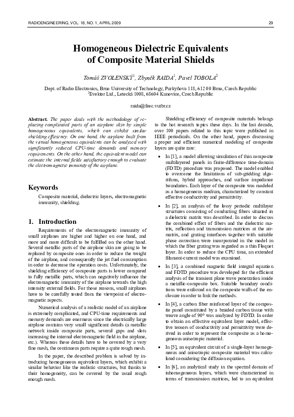 (PDF) Homogeneous Dielectric Equivalents of Composite Material Shields
