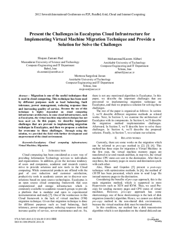 Present the Challenges in Eucalyptus Cloud Infrastructure for Implementing Virtual Machine ...