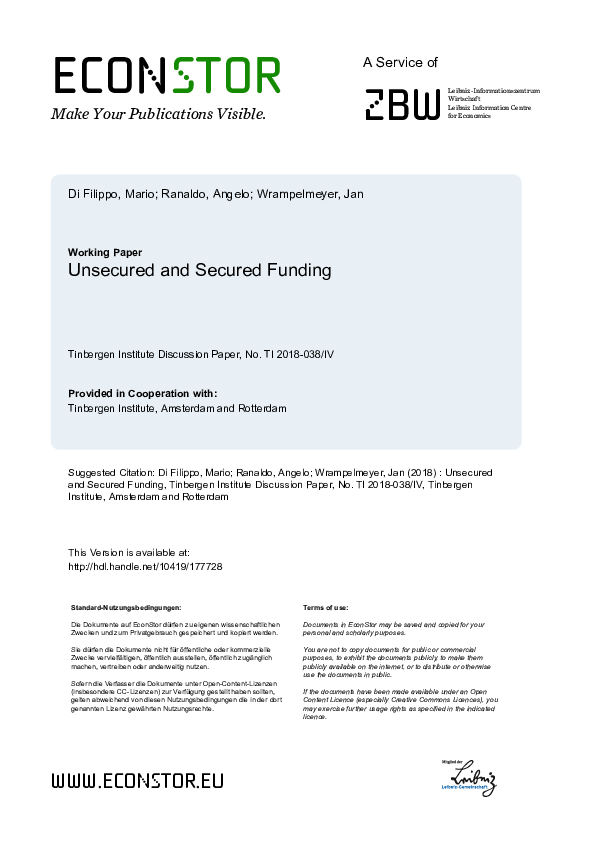 (PDF) Unsecured and Secured Funding | Angelo Ranaldo - Academia.edu
