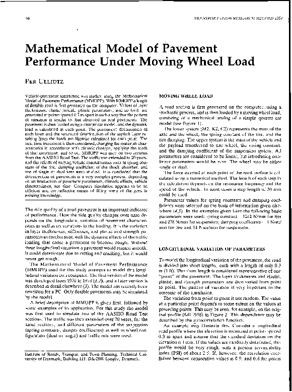 (PDF) Mathematical Model of Pavement Performance Under Moving Wheel Load