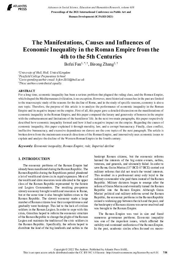 (PDF) The Manifestations, Causes and Influences of Economic Inequality ...