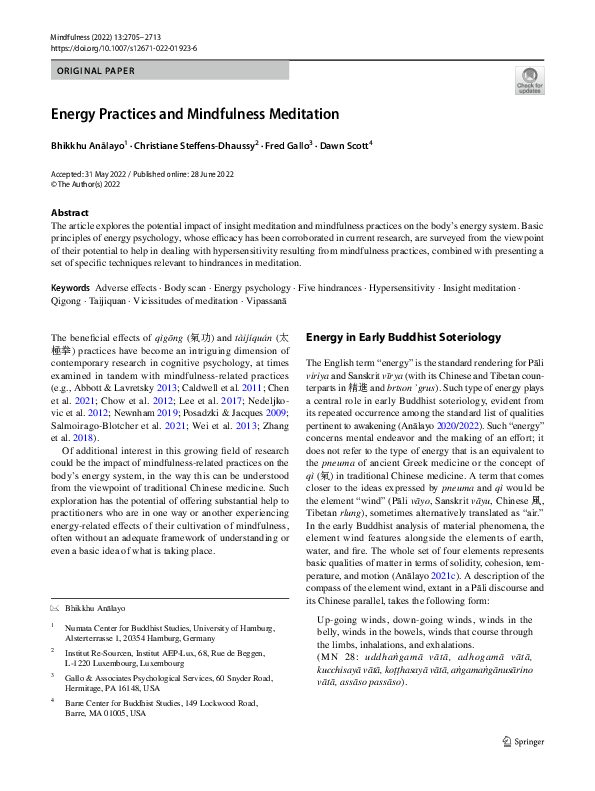 (PDF) Energy Practices and Mindfulness Meditation