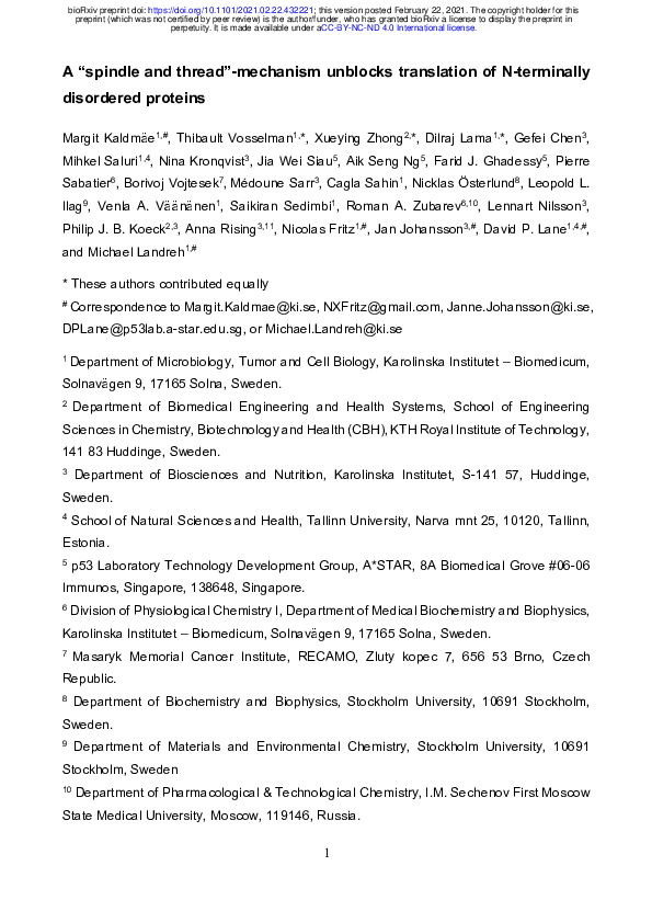 (PDF) A “spindle and thread”-mechanism unblocks translation of N ...