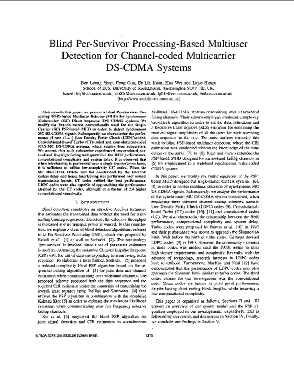 (PDF) Blind per-survivor processing-based multiuser detection for channel-coded multicarrier DS ...