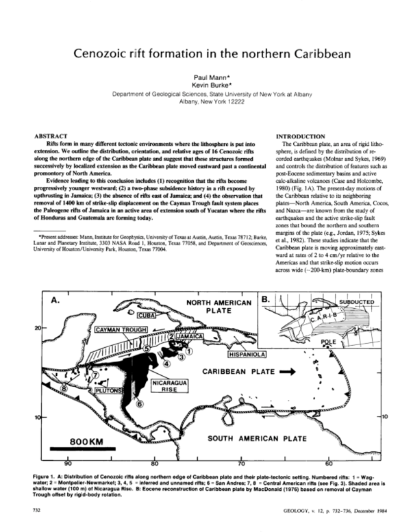 (PDF) Cenozoic rift formation in the northern Caribbean