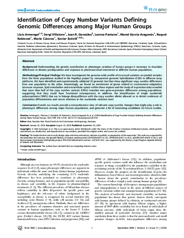 (PDF) Identification of Copy Number Variants Defining Genomic ...