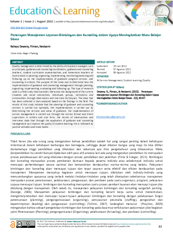 (PDF) Penerapan Manajemen Layanan Bimbingan dan Konseling dalam Upaya ... (PDF) Penerapan Manajemen Layanan Bimbingan dan Konseling dalam Upaya ...