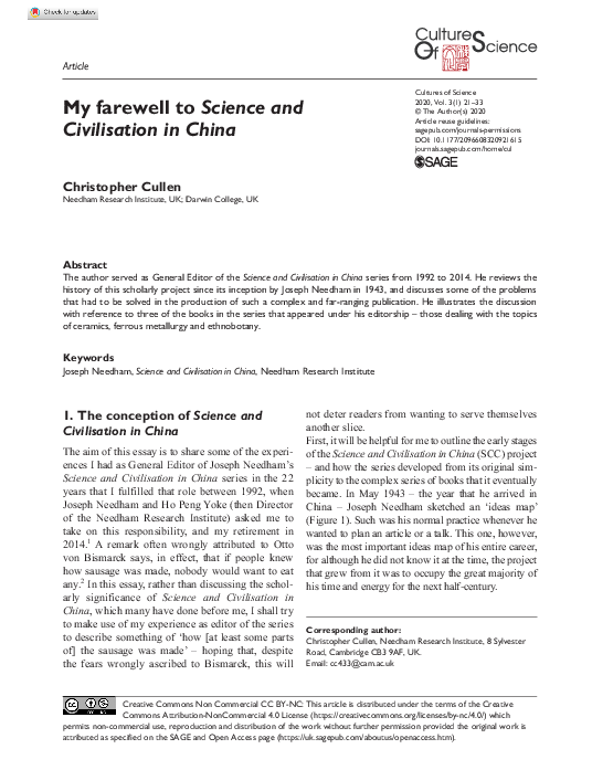 (PDF) My farewell to Science and Civilisation in China