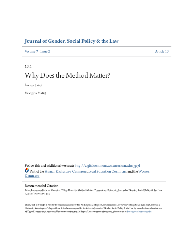 (PDF) Why Does the Method Matter?