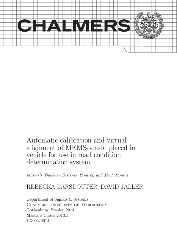 Pdf Automatic Calibration And Virtual Alignment Of Mems Sensor Placed In Vehicle For Use In