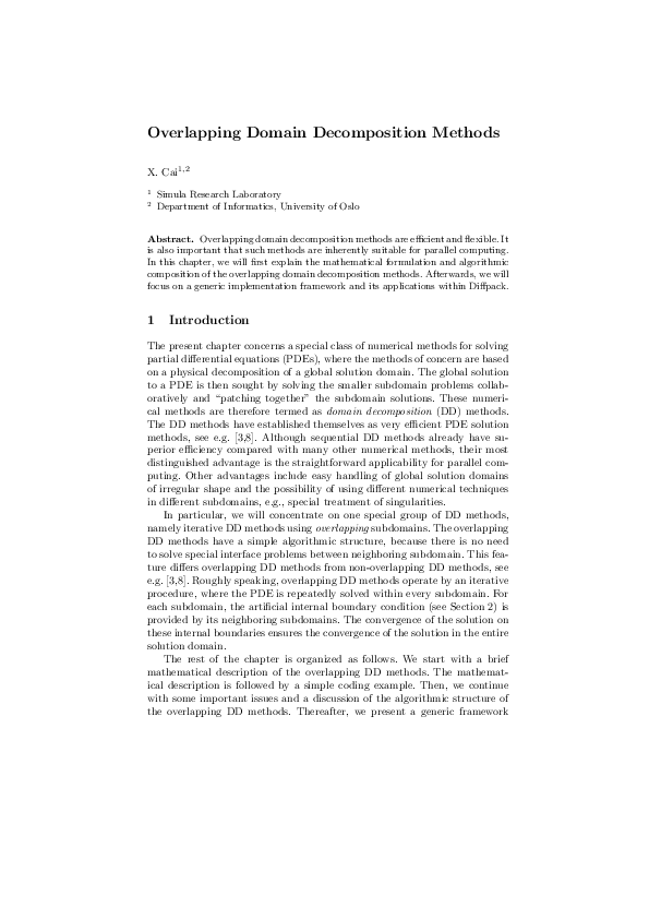 (PDF) Overlapping Domain Decomposition Methods (PDF) Overlapping Domain Decomposition Methods
