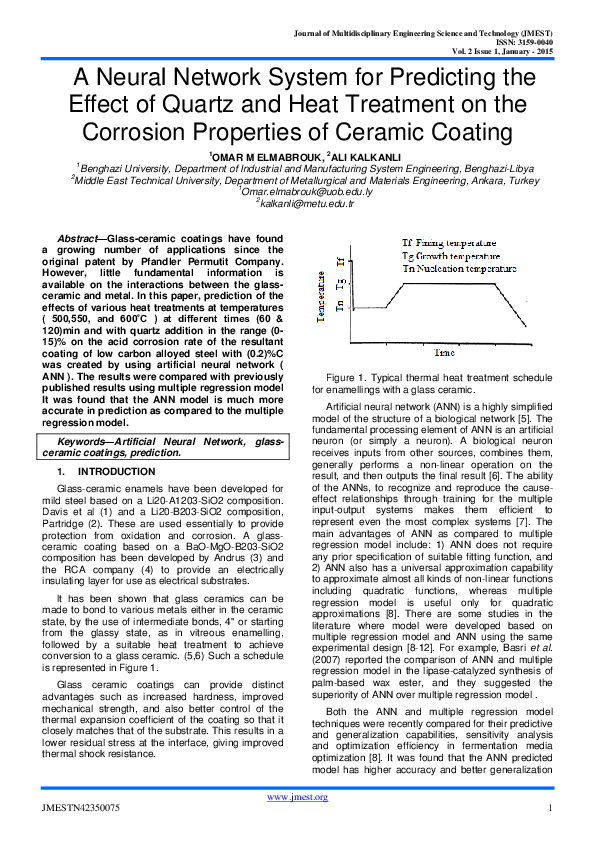 (PDF) A Neural Network System for Predicting the Effect of Quartz and Heat Treatment on the ...