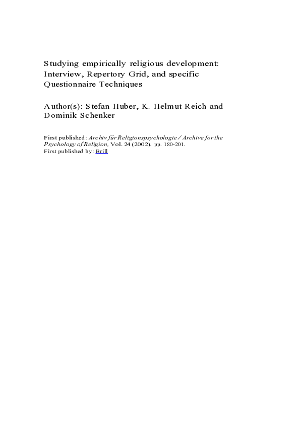 (PDF) Studying empirically religious development: Interview, Repertory ...