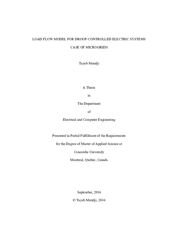 (PDF) Load Flow Model for Droop-Controlled Electric Systems: Case of Microgrids
